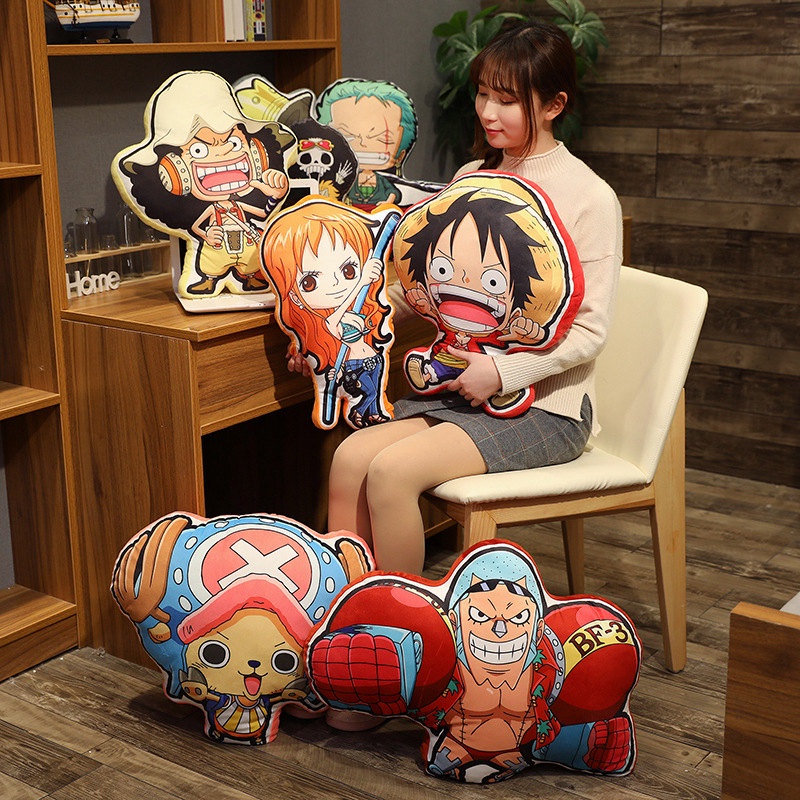 ONE PIECE Throw Pillow Cute Anime Luffy Zoro Nami Chopper Plush Toy ...