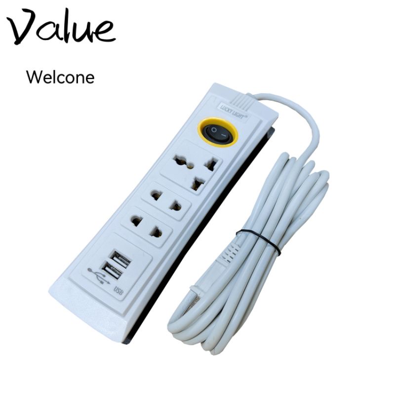 Power Socket Extension Outlet Power Strip With Switch 2USB Ports Socket ...