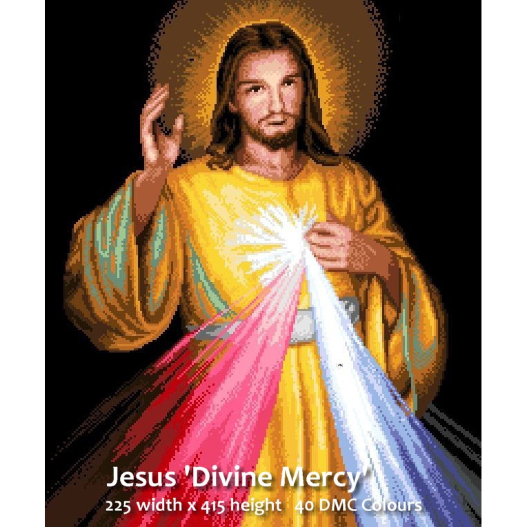 Cross Stitch PATTERN Only -JESUS Divine Mercy -Religious Design ...