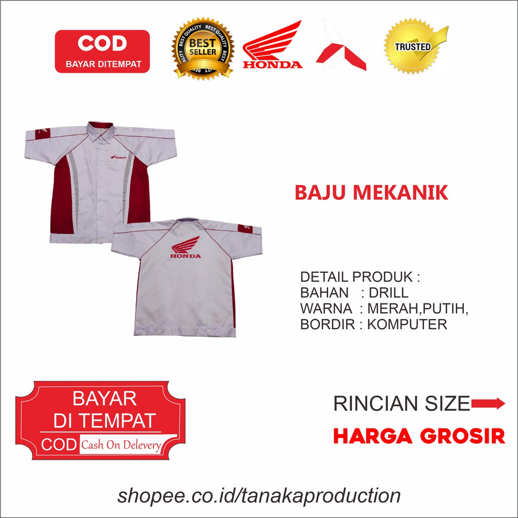 Honda Mechanical Shirt Uniform | Honda Uniforms | Ahass Uniform I Honda ...