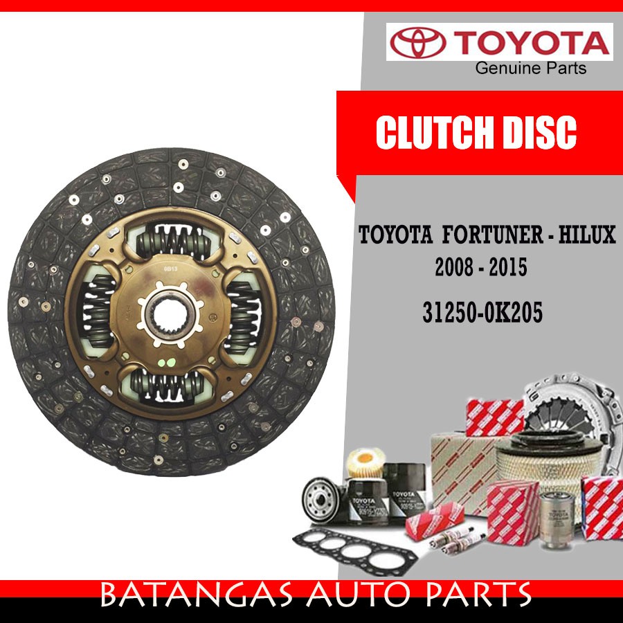ORIGINAL TOYOTA CLUTCH DISC for FORTUNER - HILUX 2008-2015 PN: 31250 ...