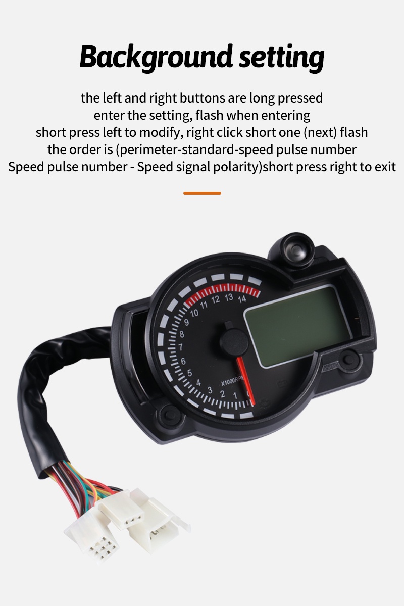 7-Color LED Motorcycle RX2N ATV Digital Speedometer 15000 RPM Meter LCD ...