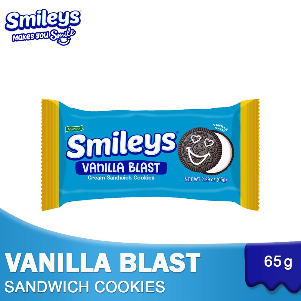 Smileys Vanilla Blast Cream Sandwich Cookies 65g | Shopee Philippines