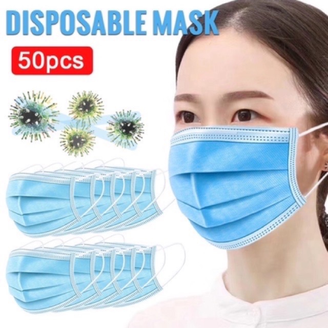Face Mask "1 pack / 50 pieces" Mask, 3 ply thick) | Shopee Philippines