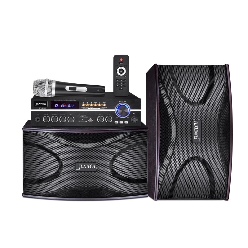 Suntech ST-2108 Amplifier and 8 inch speaker with remote and free 1pcs ...