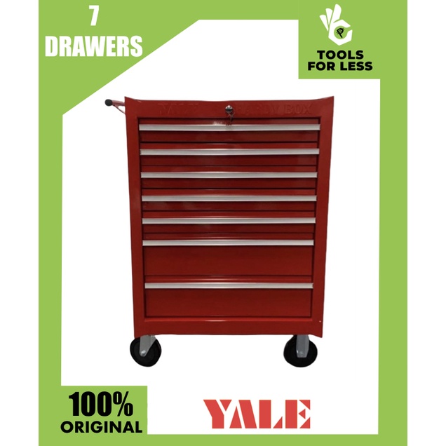 Yale Heavy Duty Metal 7 Drawer Tool Cabinet Storage Caddy with Wheels ...
