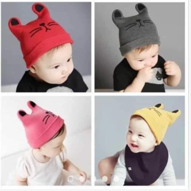 #01 CUTE DESIGN BABY CAT BONNET For kids and baby babies | Shopee ...