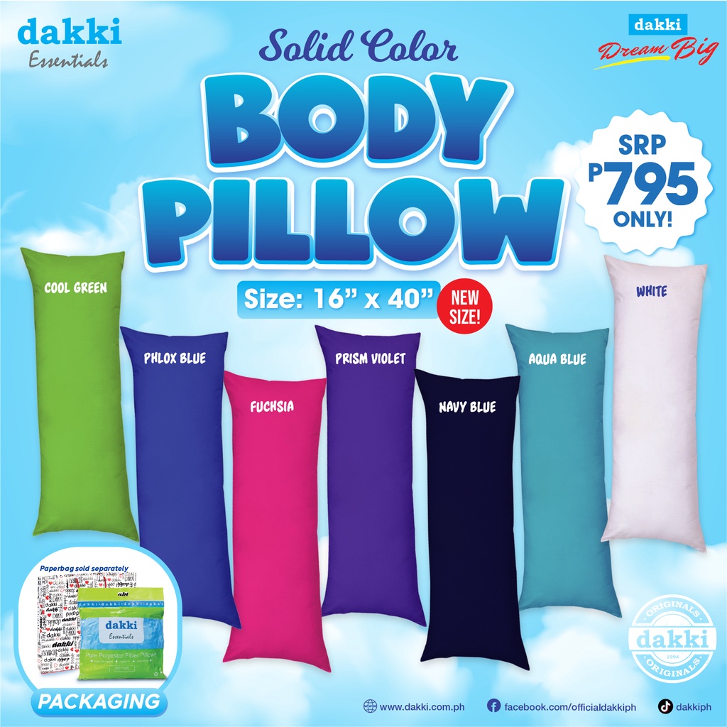Dakki Essentials 16 Inch X 40 Colored Body Pillow | Shopee Philippines