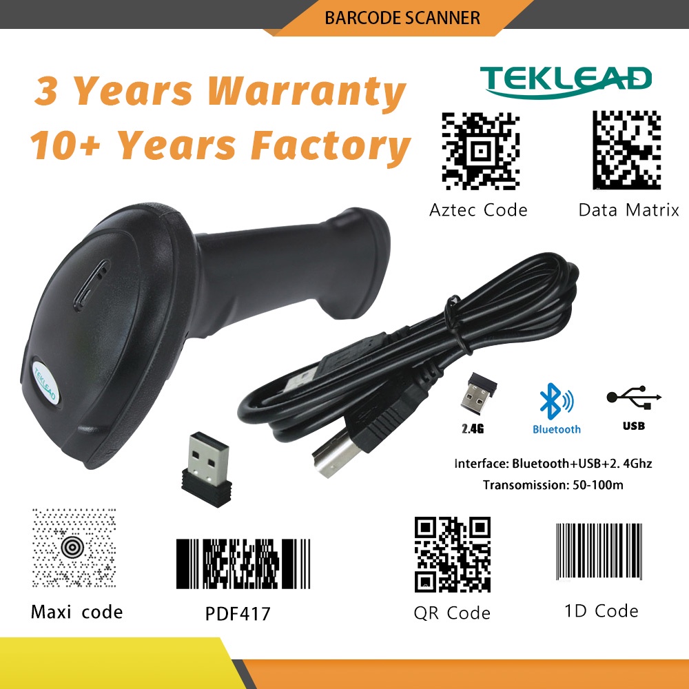 TEKLEAD barcode scanner 2D usb bluetooth 2.4G wireless usb wired ...