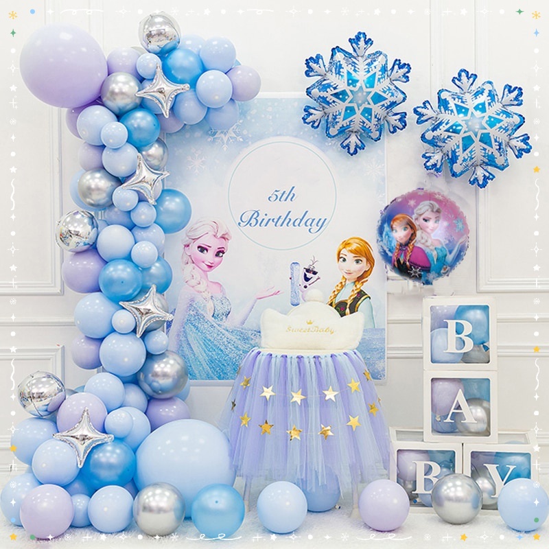 68pcs/set Frozen Themed Elsa Foil Latex Balloon Garland Set Baby Shower ...