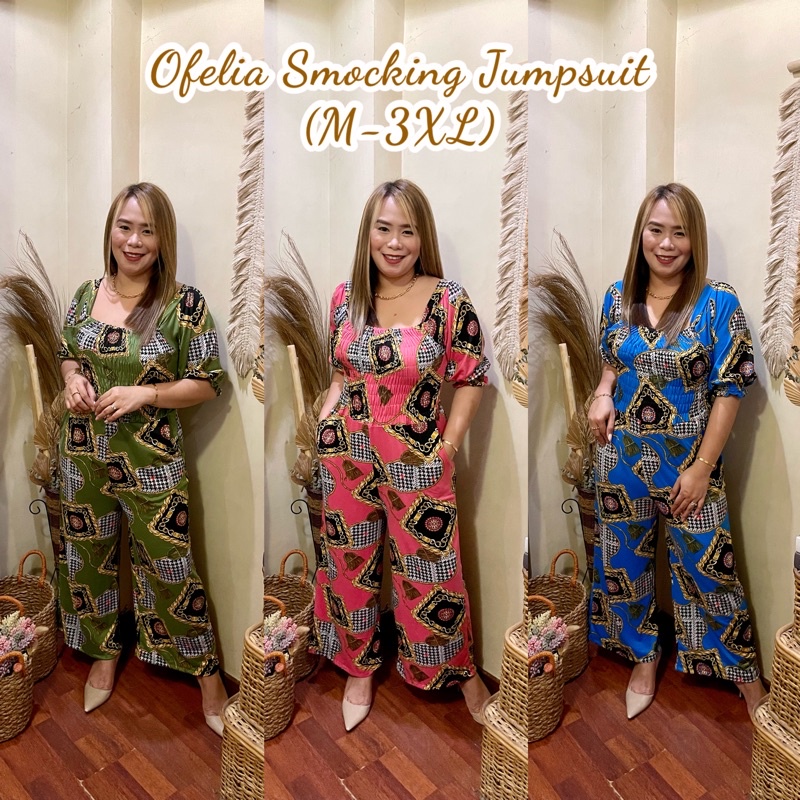 OFELIA PLUS SIZE SMOCKING JUMPSUIT (M-3XL BODY FRAME) | RITCHROXRTWSHOP ...