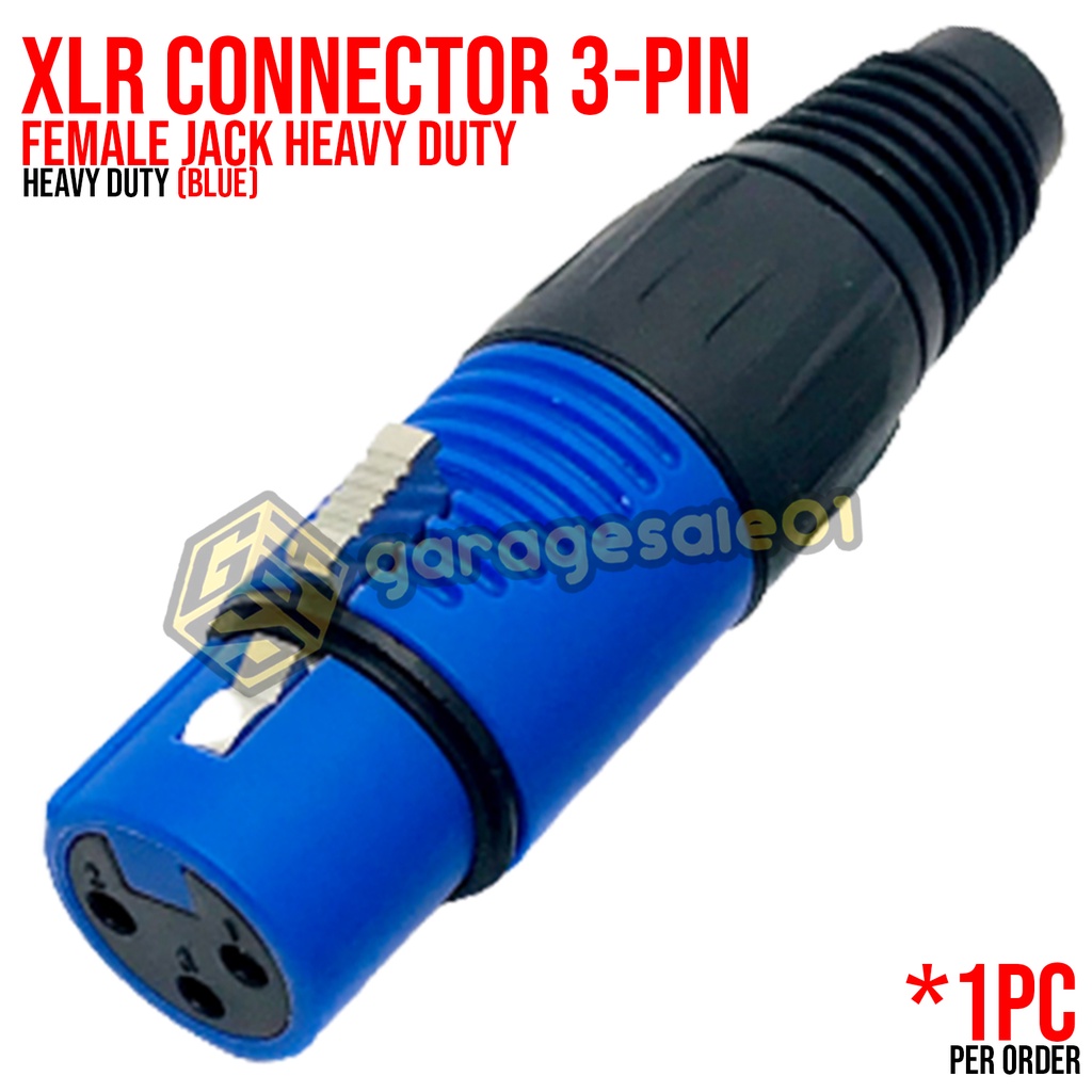 NEW High Quality XLR 3 Pin Connector Female Jack BLUE Heavy Duty ...