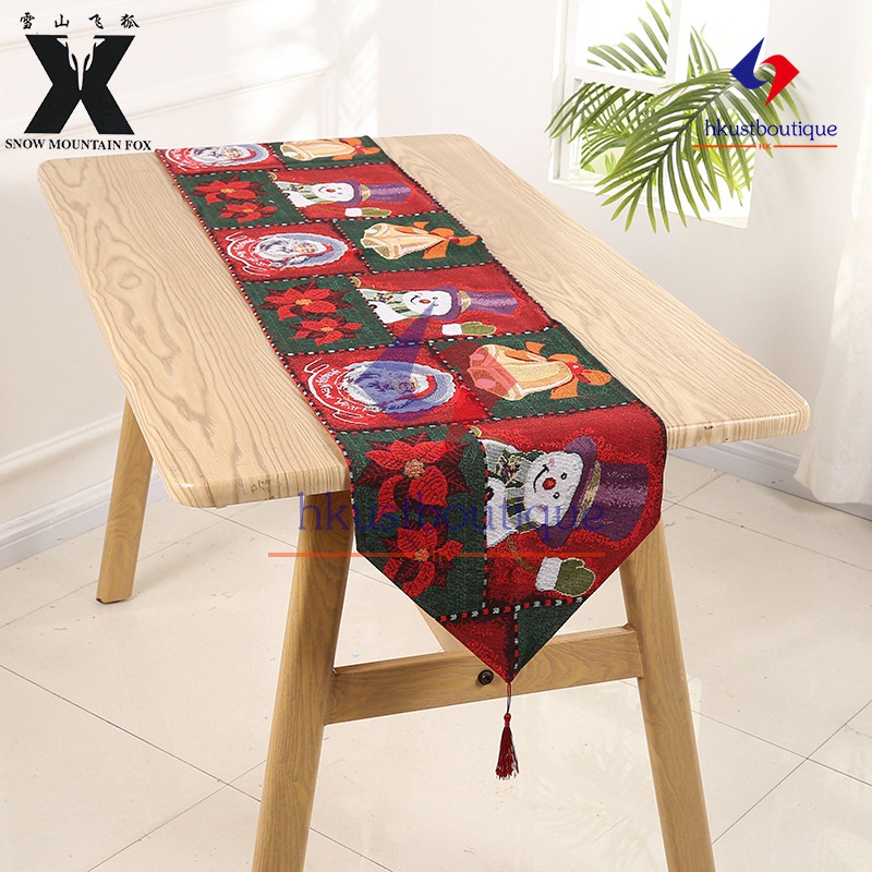 Christmas Table Runner 4/6/8 cotton and linen woven and embroidered ...
