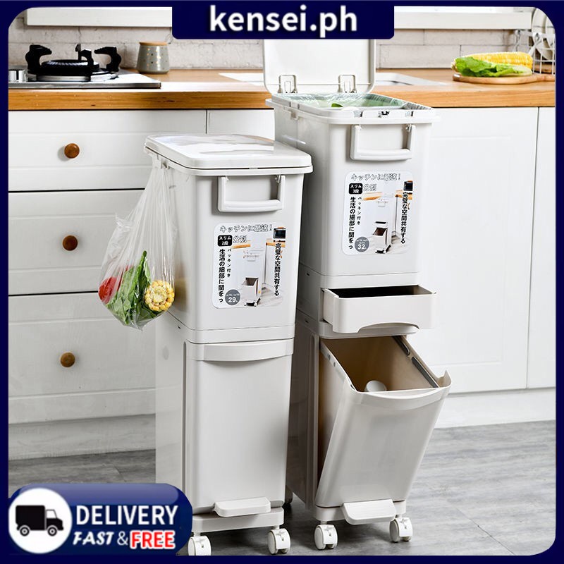 Garbage Bin Japanese style Dry And Wet Separation Garbage Sorting Trash ...
