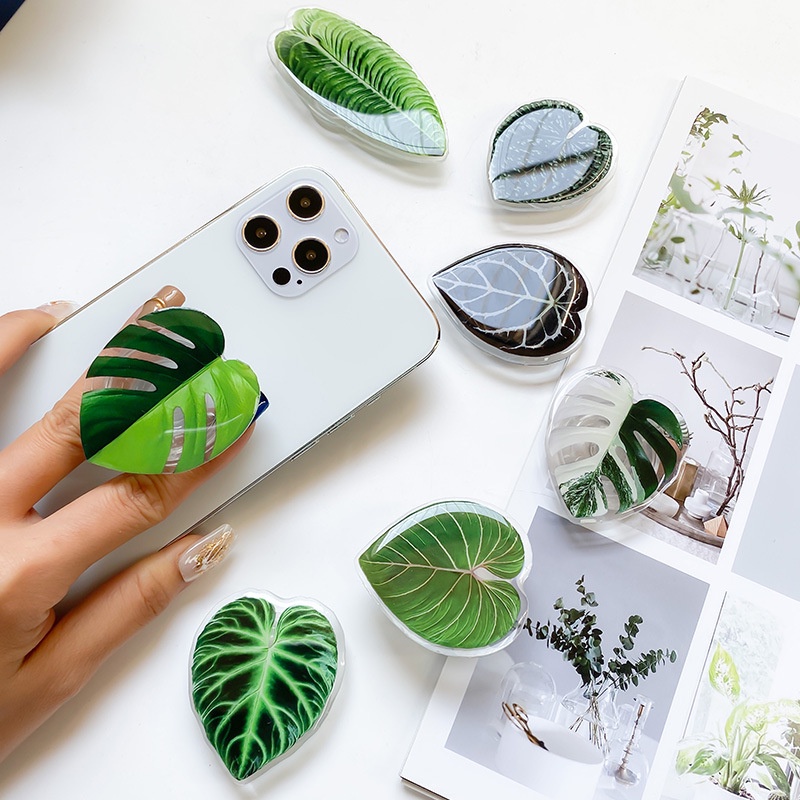 Creative Tropical Plant Leaf Shape Phone Grip Socket Griptok Phone ...