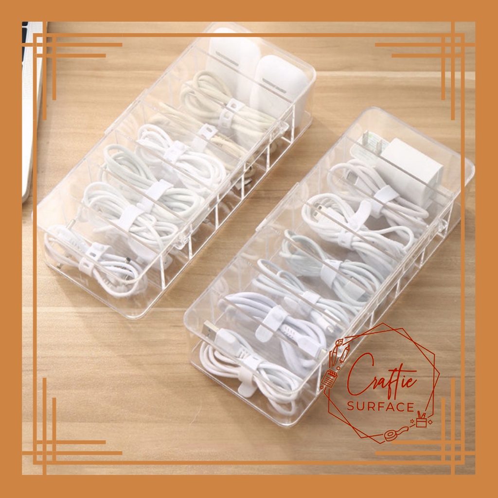 Clear Acrylic Multi - Grid Data Line Storage Box With Cover | Shopee ...