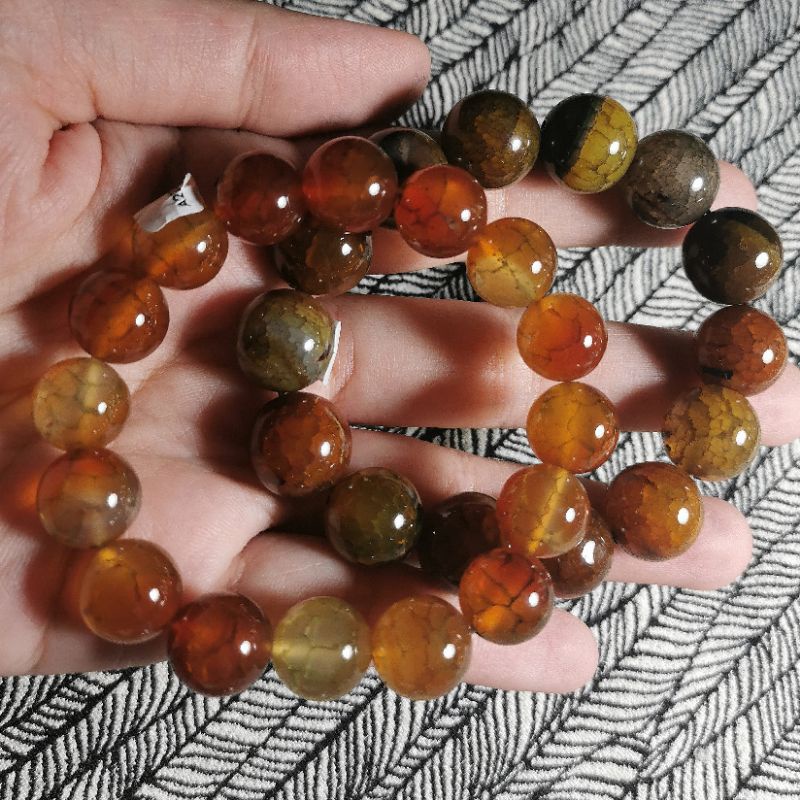 Dragon Vein/Scale Tea Agate Bracelet (14mm, 12mm) | Shopee Philippines