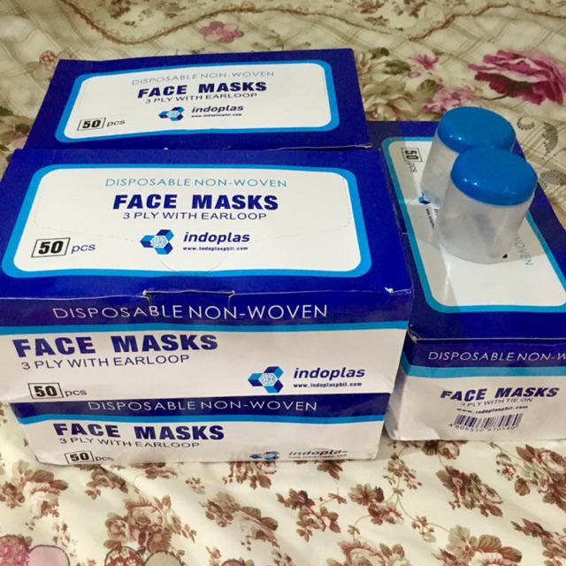 Indoplas Disposable Face Mask 3-Ply with Earloop 2 boxes (100 pcs ...