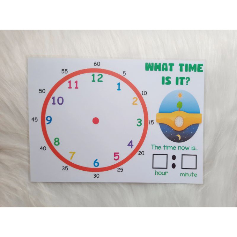 [ REDUCTION PHP 10.00 ] Clock Telling Time Write and Erase Laminated ...