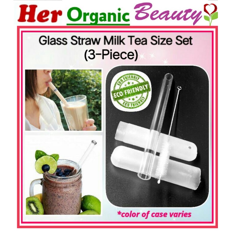 Pyrex Glass Straws POINTED Milk Tea Size Set Eco Friendly. | Shopee ...