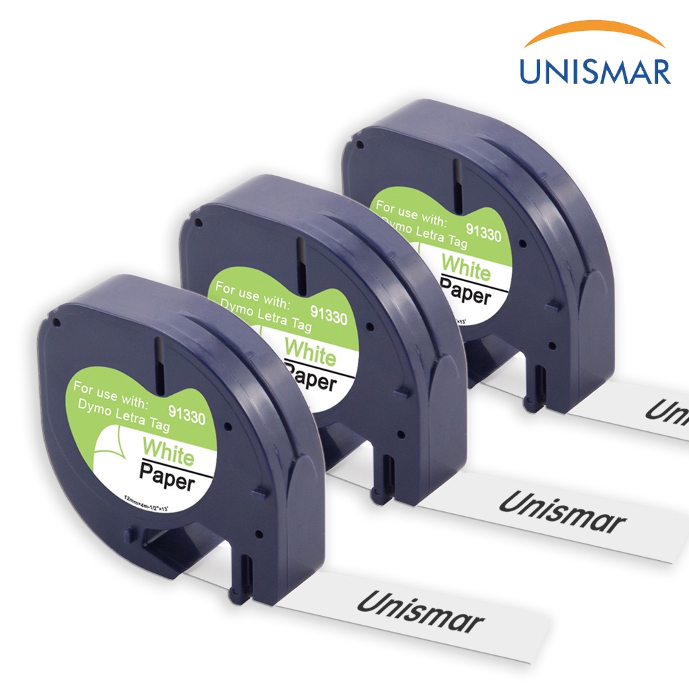 DYMO Compatible Paper LetraTag Paper Tape 12mm x 4m Black on White, 3PK ...