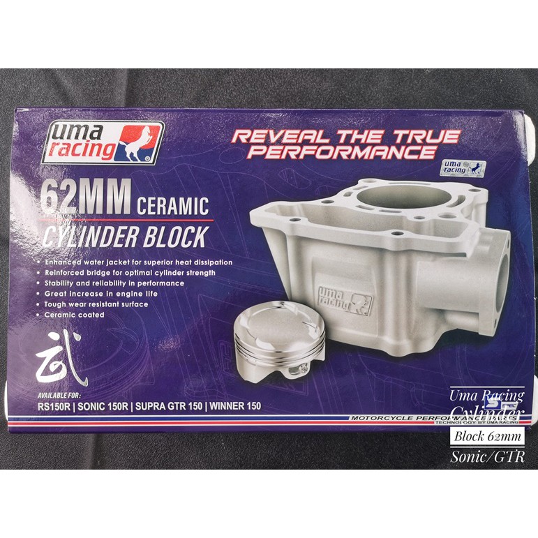 UMA RACING CERAMIC CYLINDER BLOCK KIT RS150/SONIC 62mm | Shopee Philippines