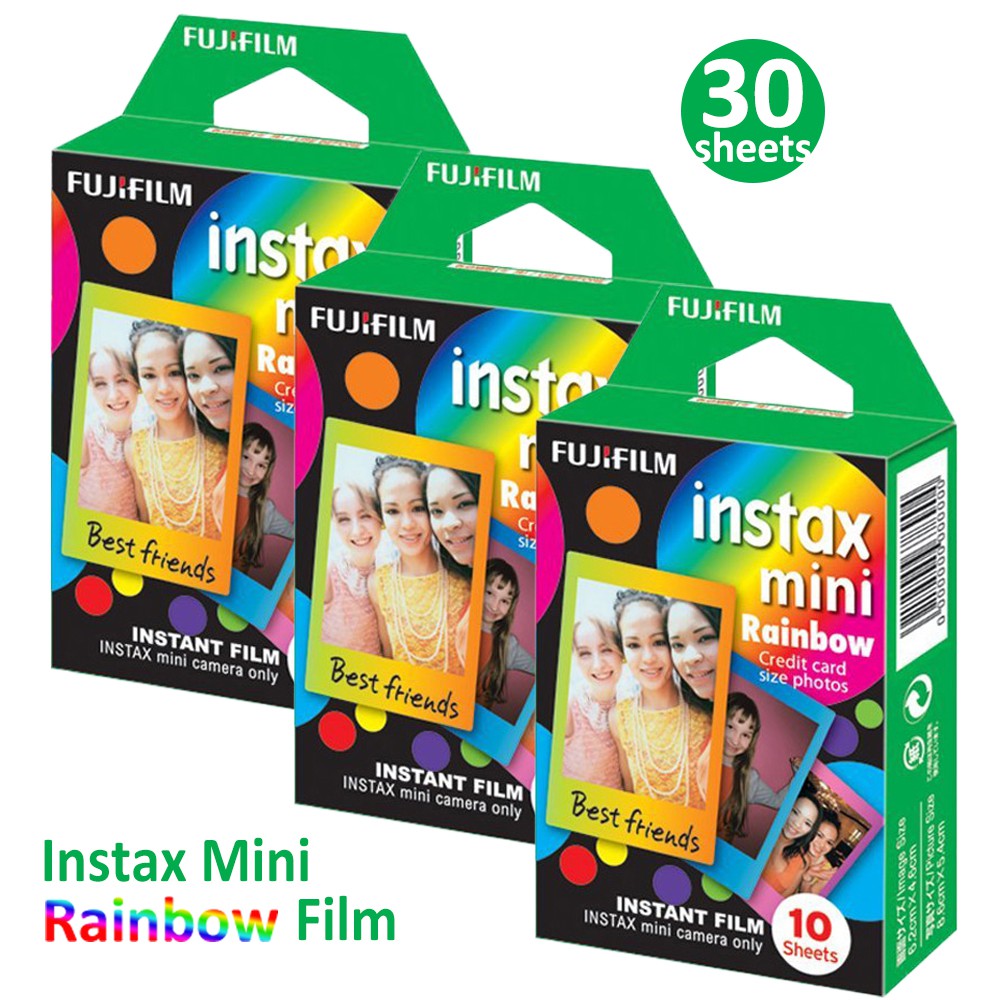 30 Sheet Rainbow Fujifilm Instax Mini Film Instant Cam Photo | Shopee ...