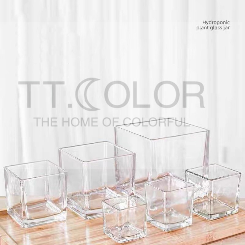 Square Vase thick wall clear glass vase fish tank wedding party Home ...