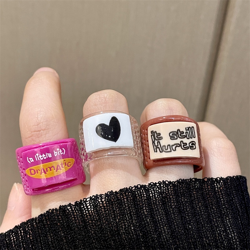 Cartoon ring fashion resin tail ring ring personality band-aid ring ...