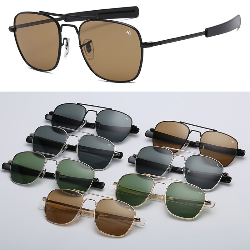 Fashion Aviator Sunglasses Men Square Metal Shade Glasses Outdoor Pilot ...