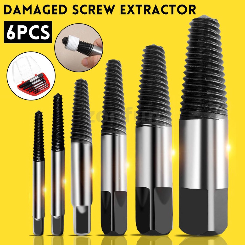[Local Delivery] 6PC Damaged Screw Extractor Ezy Set Easy Out Broken ...