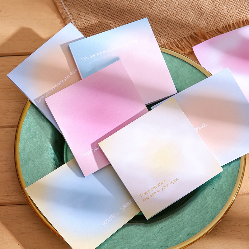 50 Sheets Cute Gradient Color Sticky Notes Mini Tearable Note Paper ...