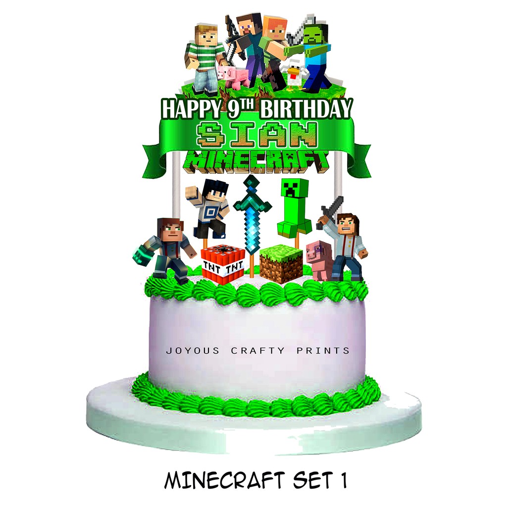 Party Supplies Cake Toppers & Picks Minecraft Party Minecraft birthday ...