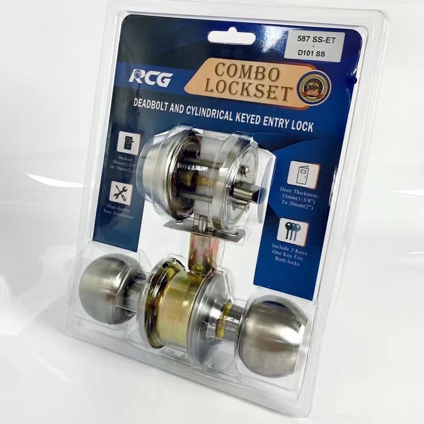 RCG Stainless Steel Door knob Double Lock Combo Lockset Deadbolt And ...