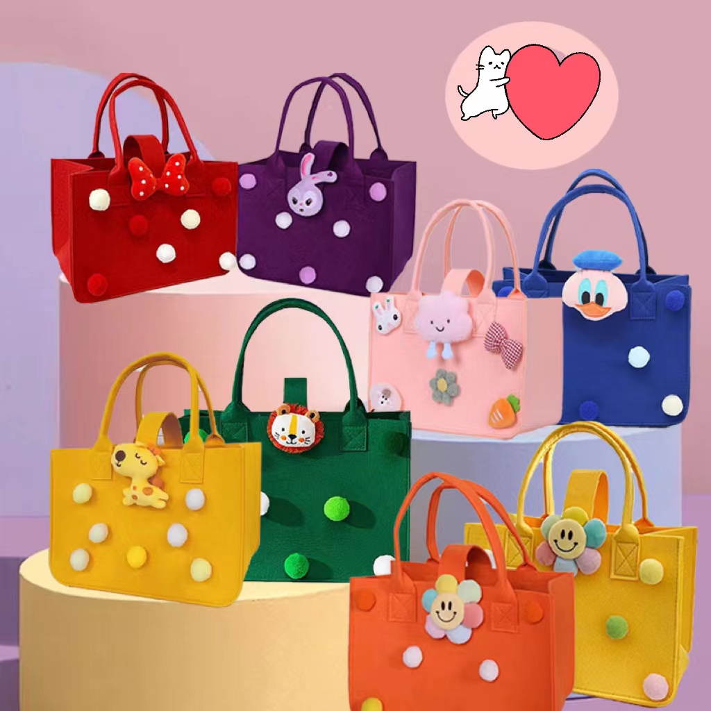 EMIE fashion Cute Cartoon Korean Tote Bag Felt Handbag Tote For Girl ...