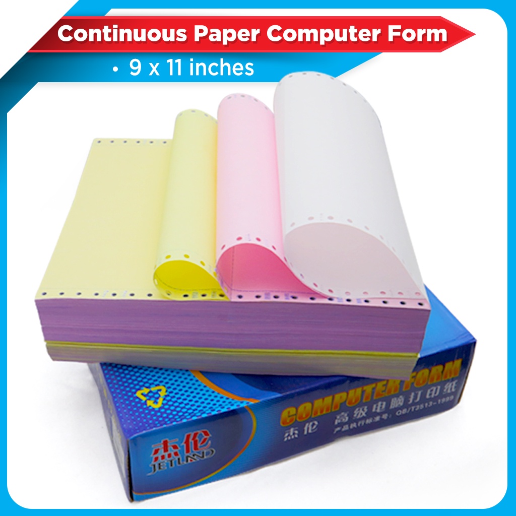 3 Ply Carbonless Continuous Computer Form 9.5 x 5.5 inches Colored ...