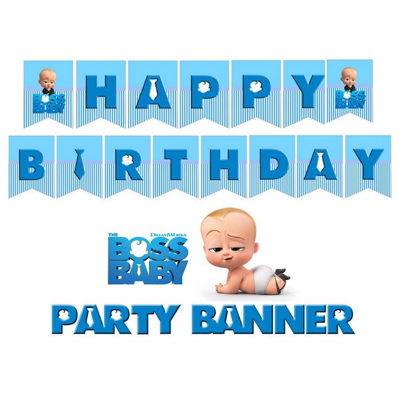 Boss Baby Theme Happy Birthday Party Banner Decoration Personalized ...