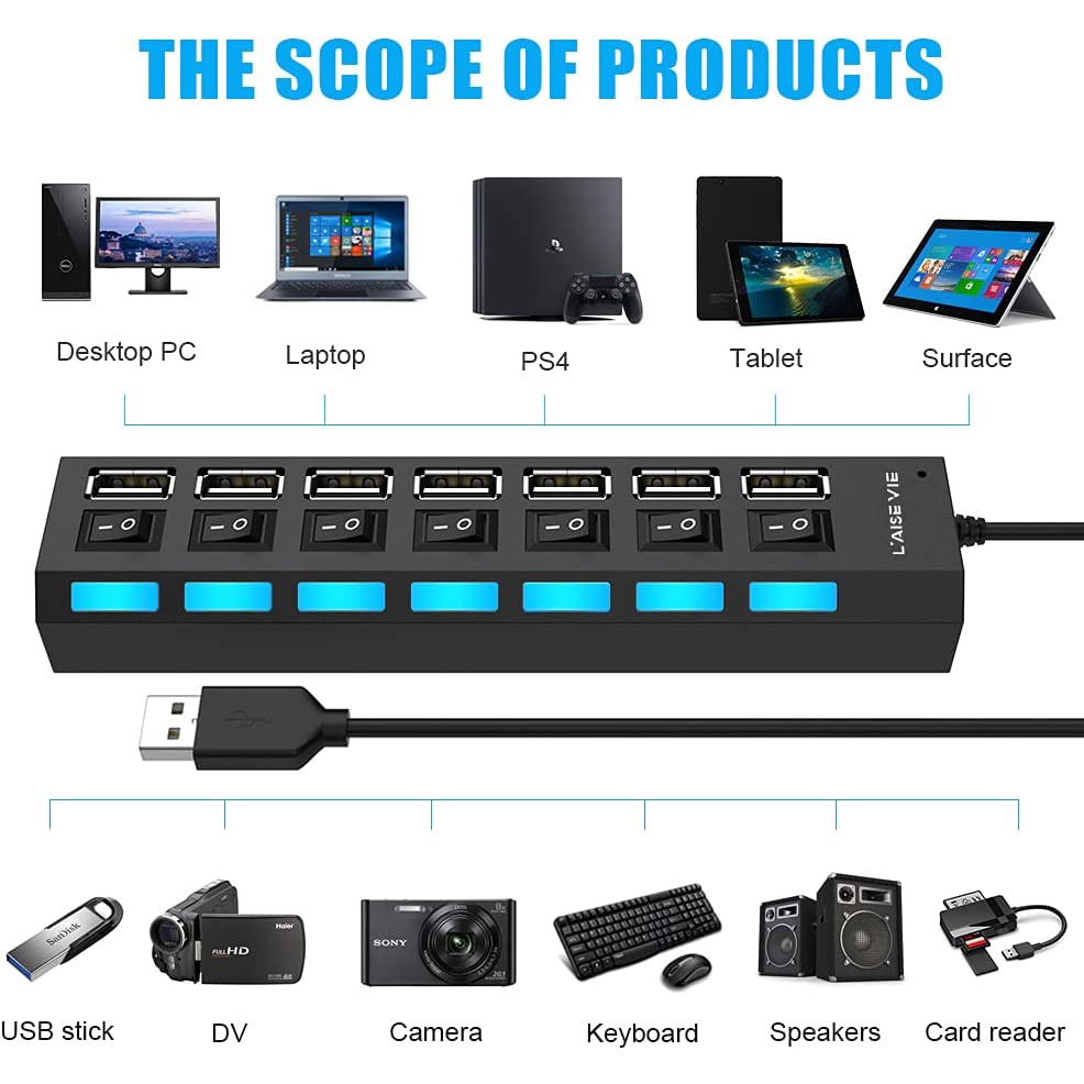 EWA 303 High Speed 7 Port USB Hub | Shopee Philippines