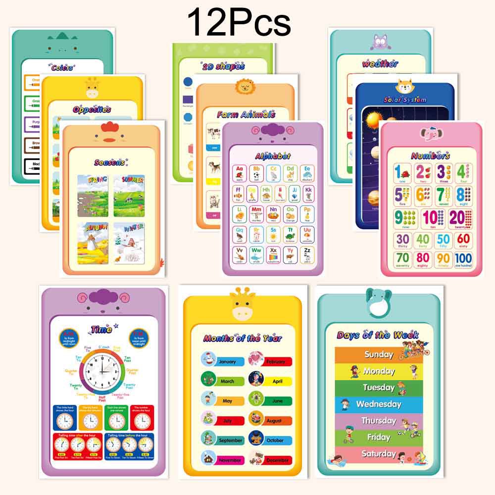 12pcs Laminated Kid Early English Educational Preschool Charts Alphabet ...