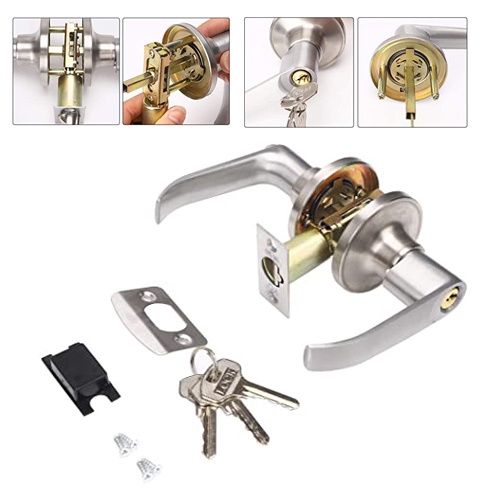 LEVER DOOR SET ENTRANCE Lever Wave Handle Door Knob Set (3 KEYS ...