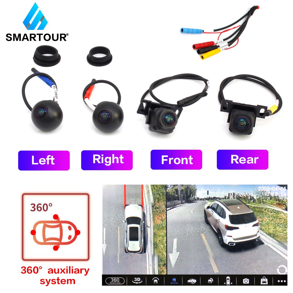 Smartour 3D 360 Surround Bird View Car Camera Panoramic Left Right Front Rear 4-way Camera For ...