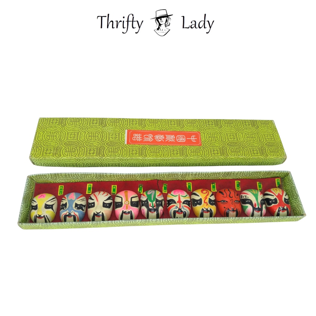 SET: Vintage Chinese Opera Ceramic Masks/Bei Jing Opera Masks (10 pcs ...