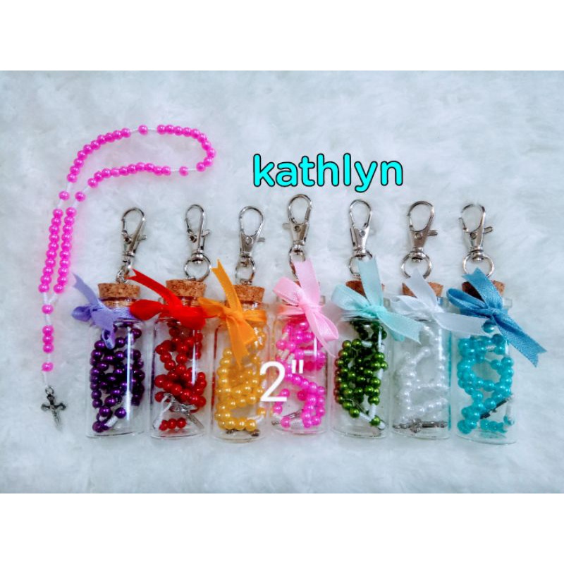 Full Mini Rosary in bottle lobster keychain with ribbon Souvenirs and ...