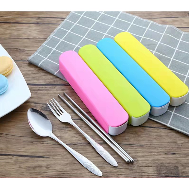 Portable Stainless Steel Cutlery Set Spoon Fork Chopsticks 3pcs Travel ...