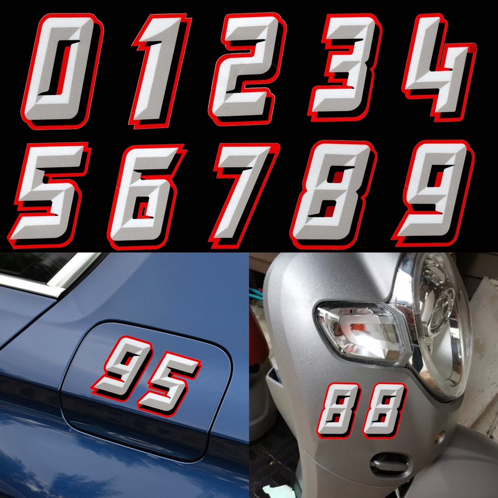 Motorcycle Racing Number Stickers Refective Waterproof Car Decal [ In ...
