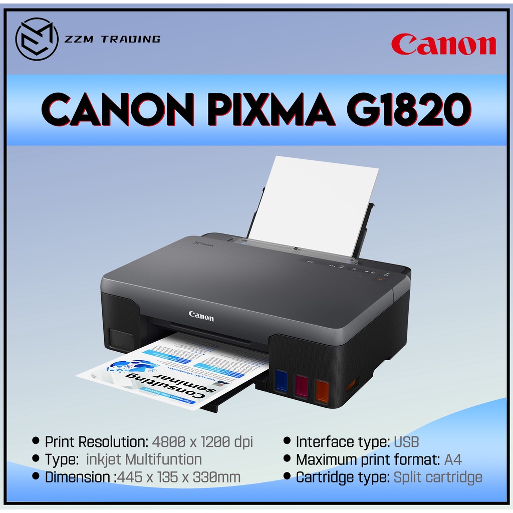 Canon PIXMA Ink Efficient G1810 / G1820 original ink printer (Single ...
