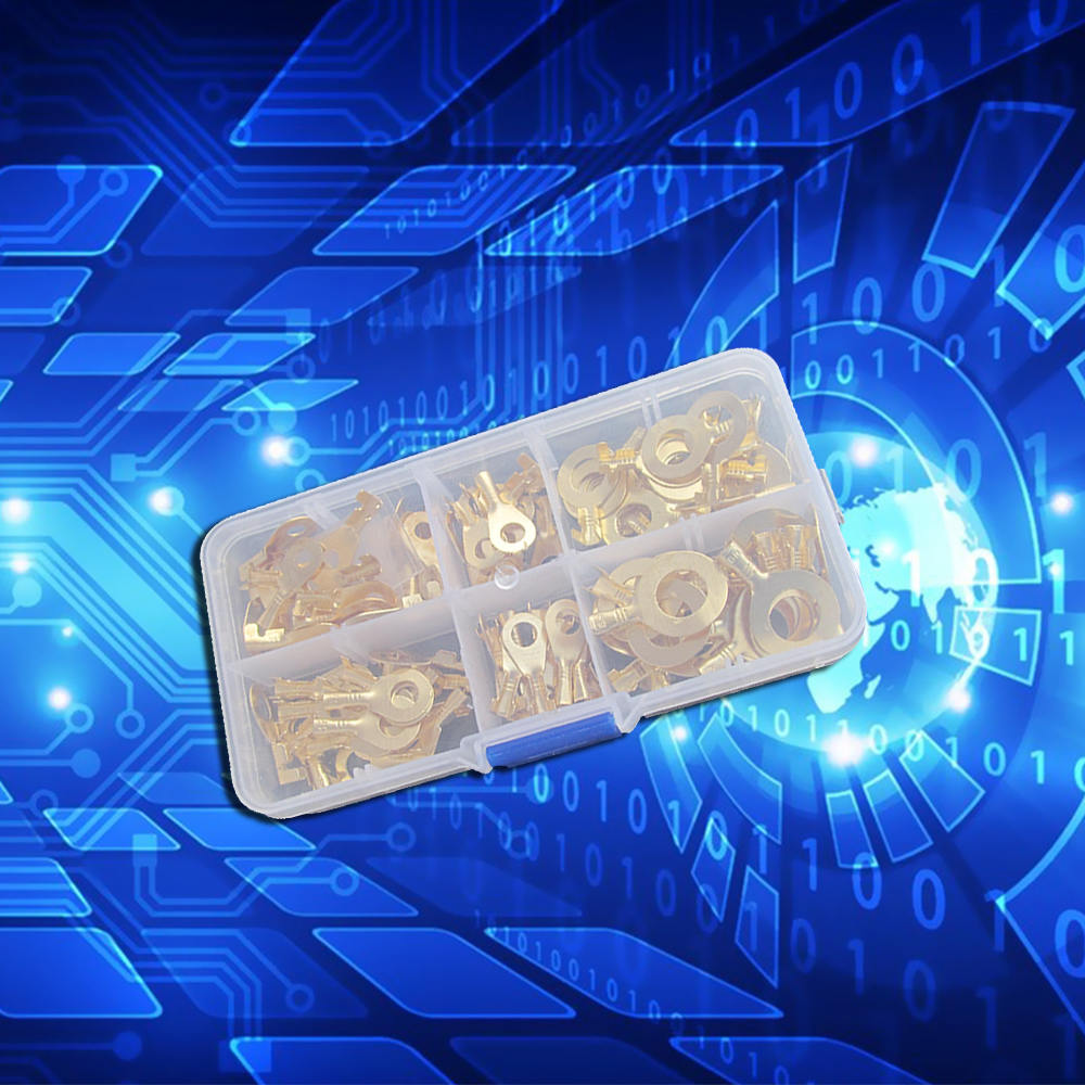 150PCs Ring Type Cable Wire Connector Gold Golden Non-insulated Crimp ...