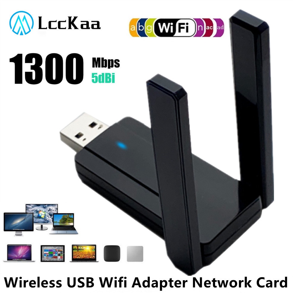 Wireless USB WiFi Adapter 1300Mbps Dual Band 2.4G/5Ghz USB 3.0 WIFI Lan ...
