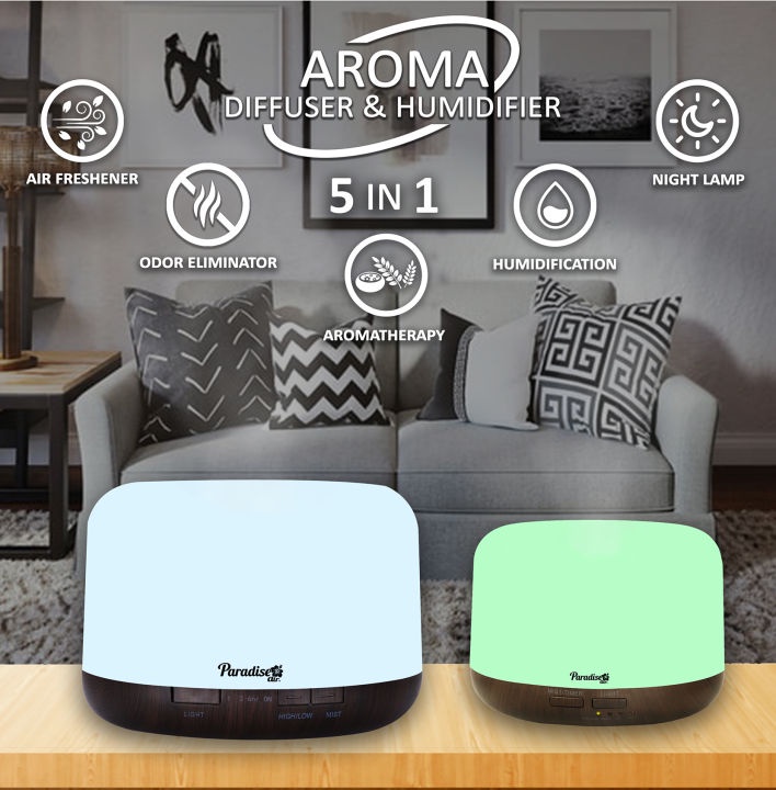 Paradise Air 5IN1 ULTRASONIC Aroma Diffuser and Humidifier Odor ...