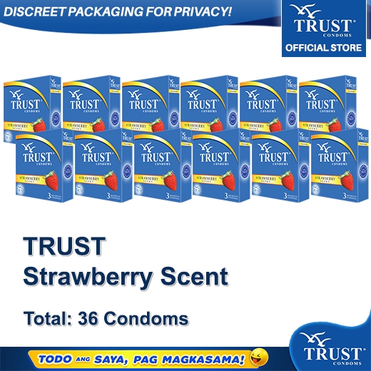 Trust Condoms Strawberry Scent by 3's, Pack of 12 | Shopee Philippines
